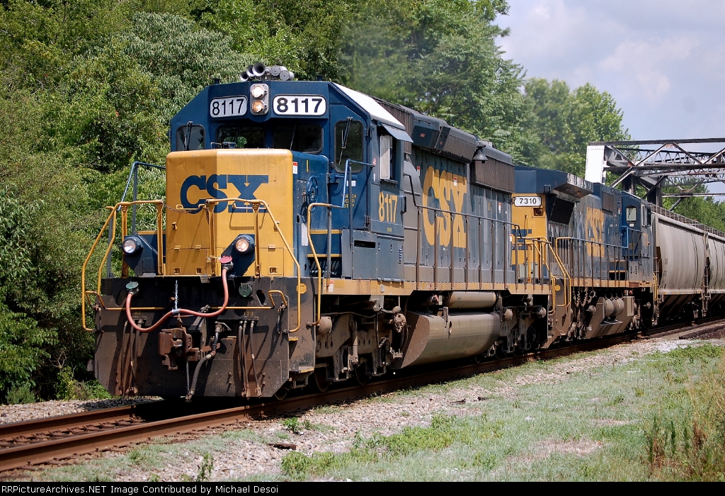 CSX Veteran SD-40-2 #8117 leads a southbound across Stony Creek